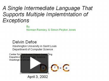 A Single Intermediate Language that Supports Multiple Implementations ...