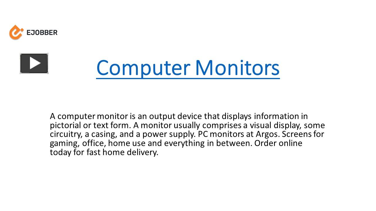 PPT – Computer Monitors - EjobberUK PowerPoint presentation | free to ...