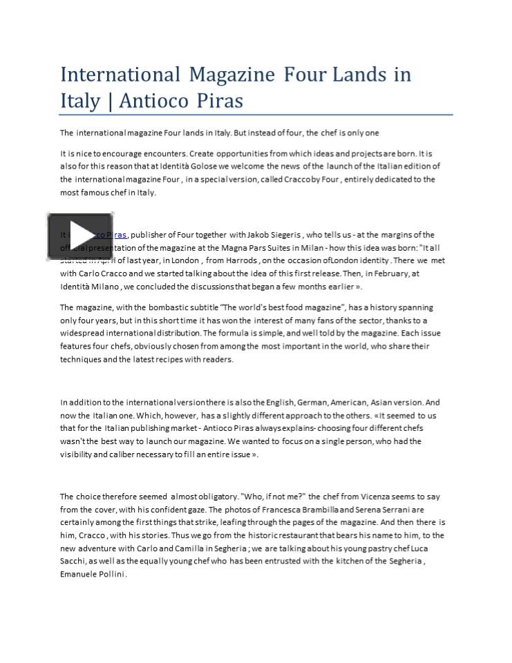 PPT – International Magazine Four Lands in Italy | Antioco Piras ...