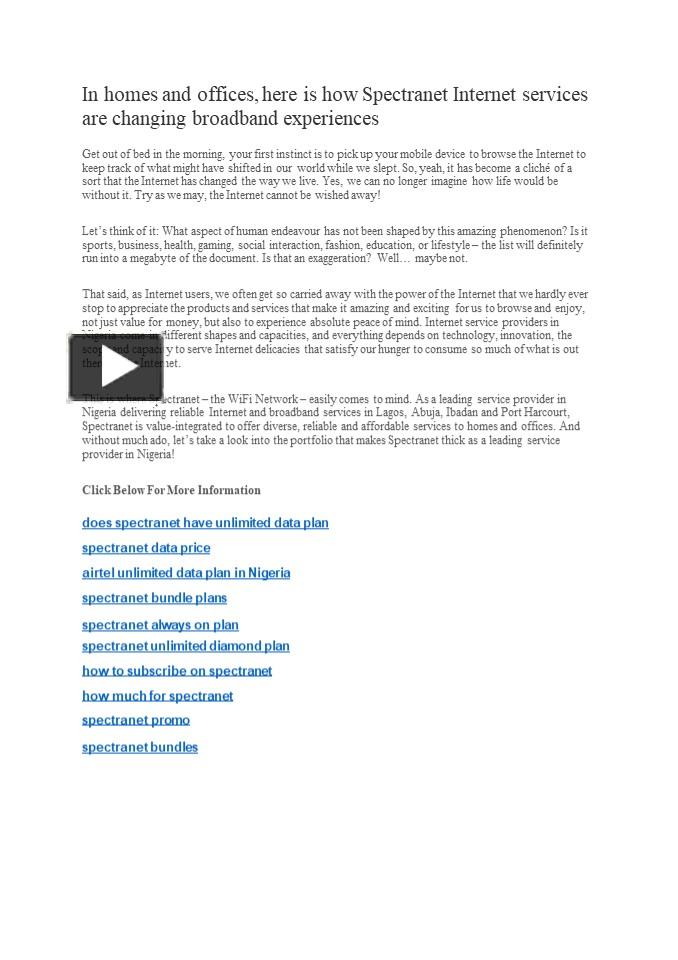 PPT – In homes and offices, here is how Spectranet Internet services ...