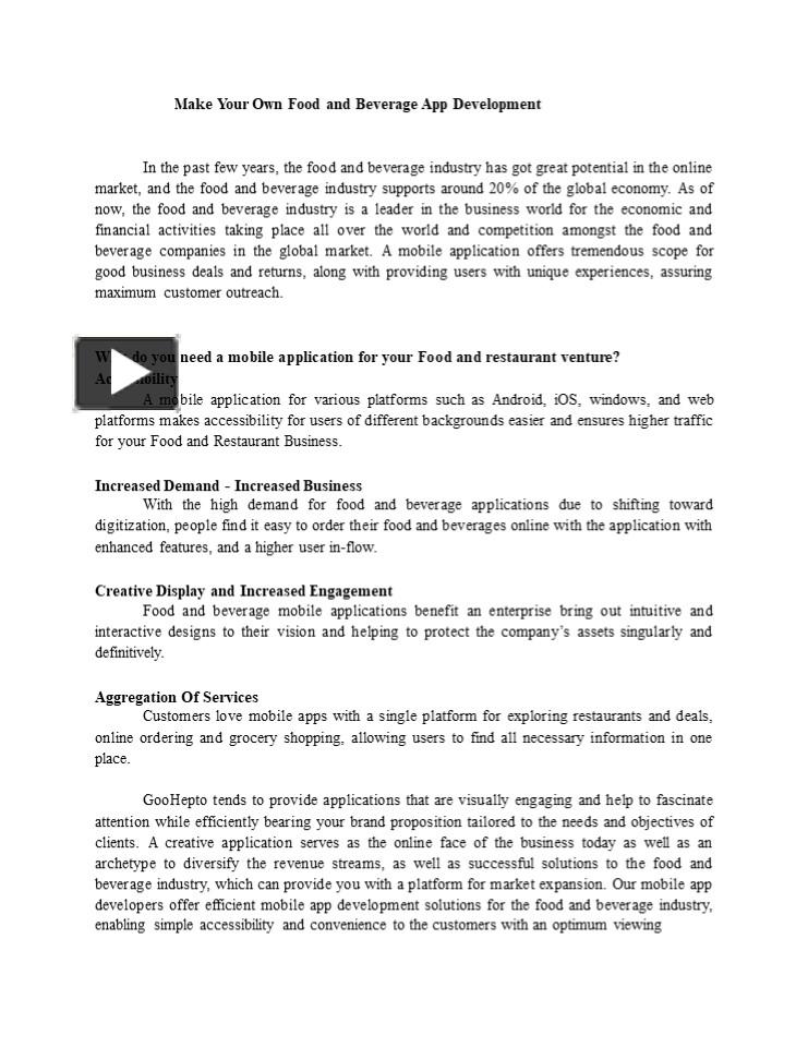 PPT – Make Your Own Food and Beverage App Development PowerPoint ...