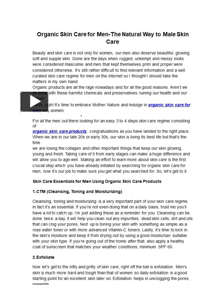 PPT – Organic Skin Care for Men-The Natural Way to Male Skin Care ...