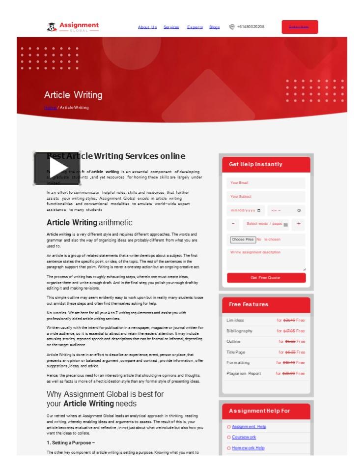 High Quality Article Writing Service presentation | free to download