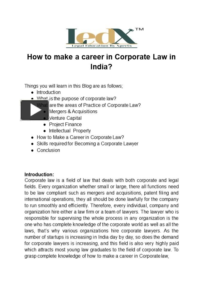 career in Corporate Law (1) presentation | free to download