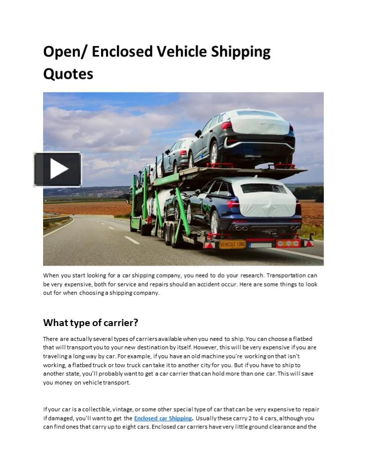 Open and Enclosed Vehicle Shipping presentation | free to download