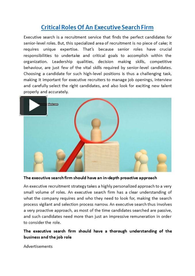 PPT – Critical Roles Of An Executive Search Firm PowerPoint ...