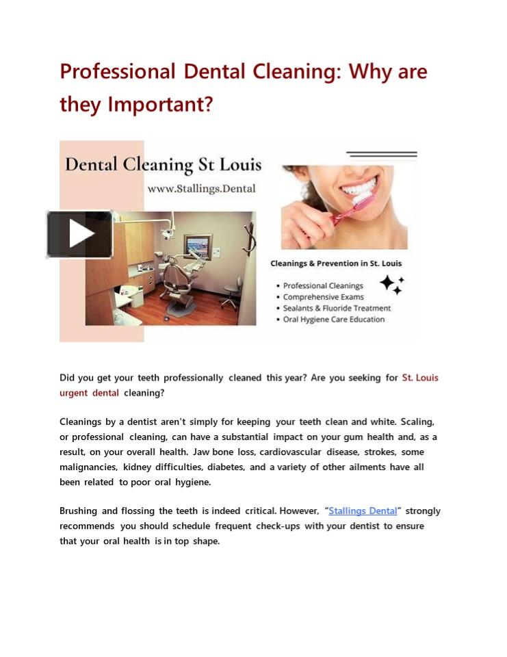 Professional Dental Cleaning Why Are They Important Presentation