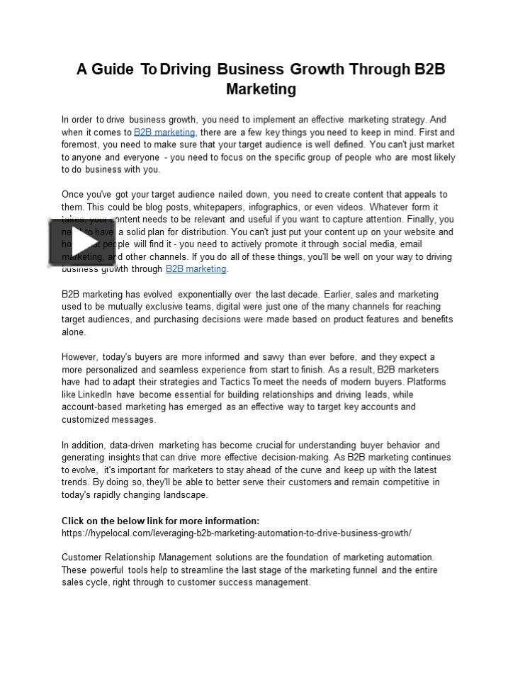 PPT – A Guide To Driving Business Growth Through B2B Marketing ...