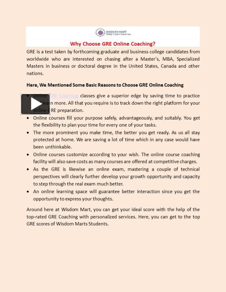 PPT – Why Choose GRE Online Coaching? PowerPoint presentation | free to ...
