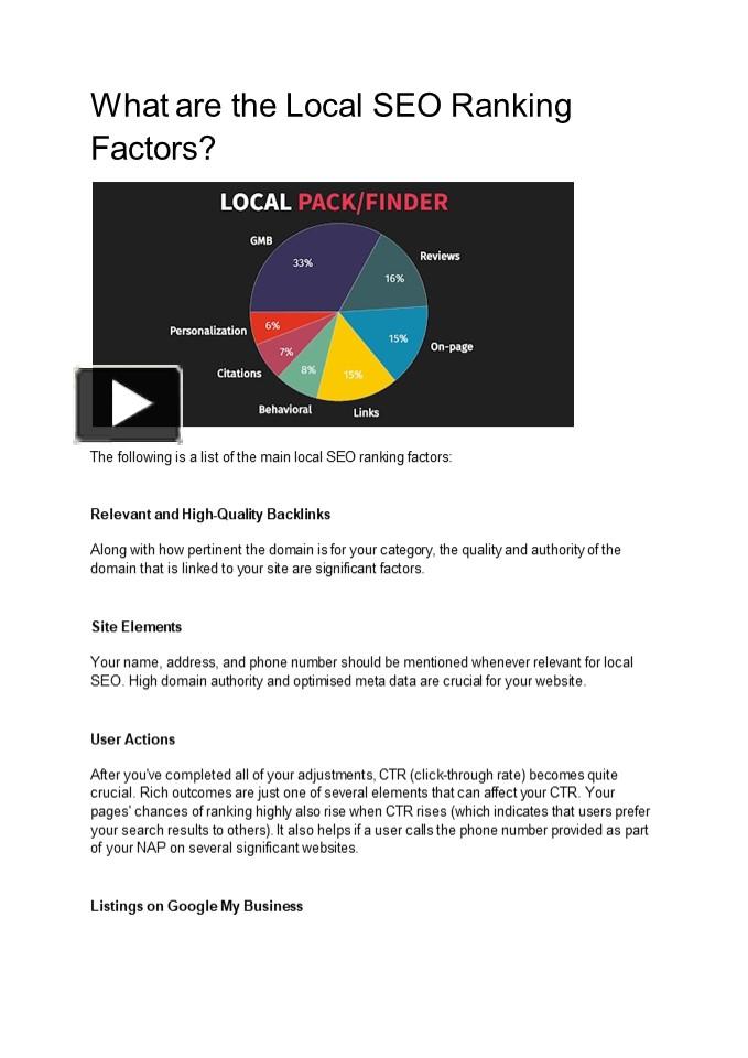 What Are the Local SEO Ranking Factors presentation | free to download