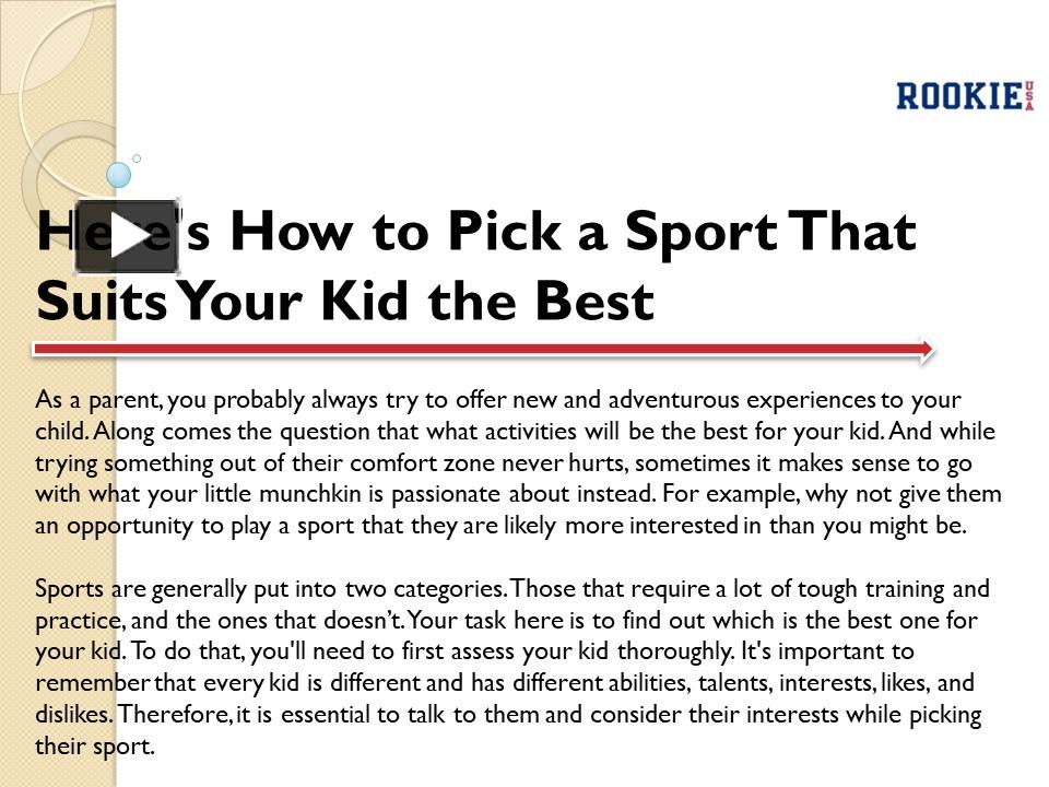 Here's How to Pick a Sport That Suits Your Kid the Best presentation ...