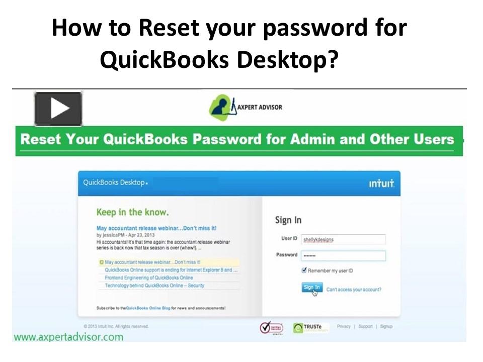 PPT – How to Reset your password for QuickBooks Desktop? PowerPoint ...
