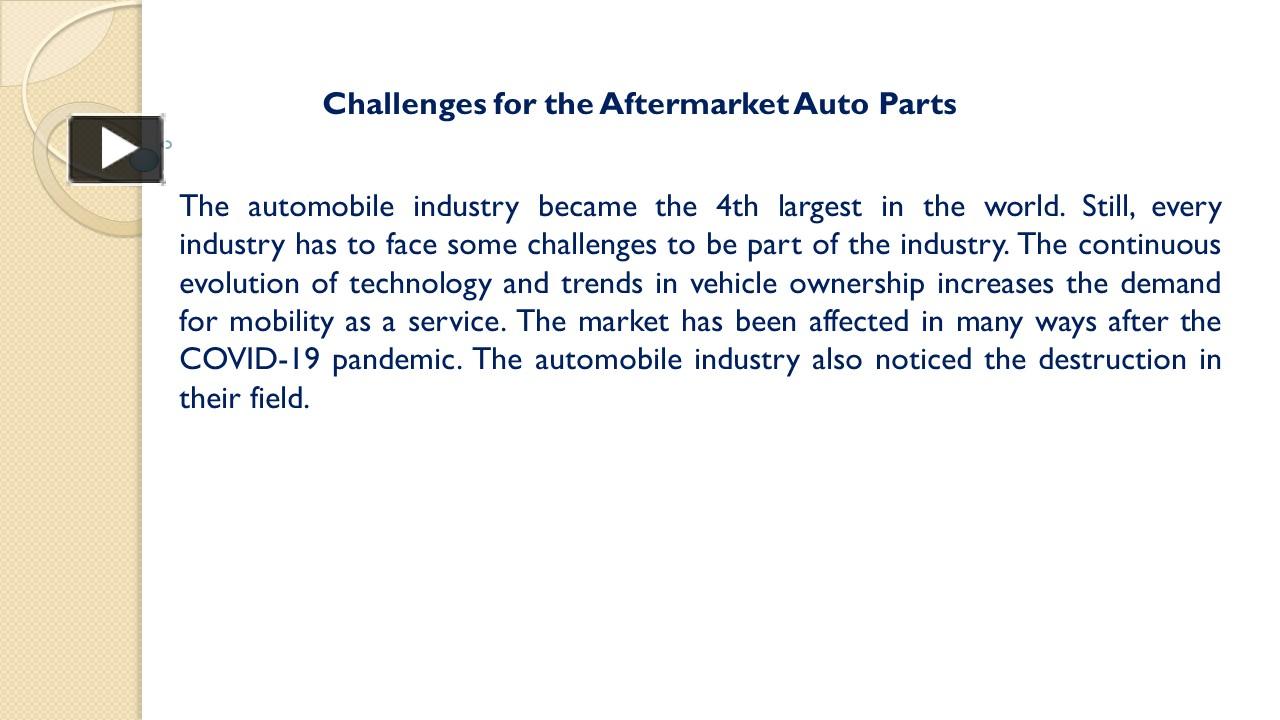 Challenges for the Aftermarket Auto Parts presentation | free to download