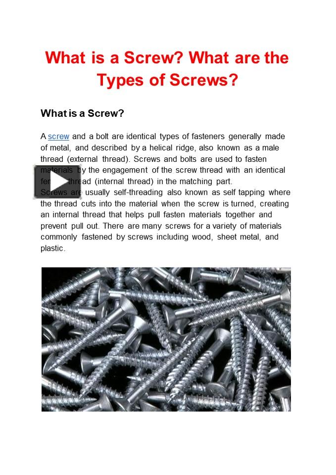 What is a Screw? What are the Types of Screws? presentation | free to ...
