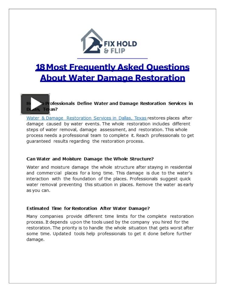 18 Most Frequently Asked Questions About Water Damage Restoration ...