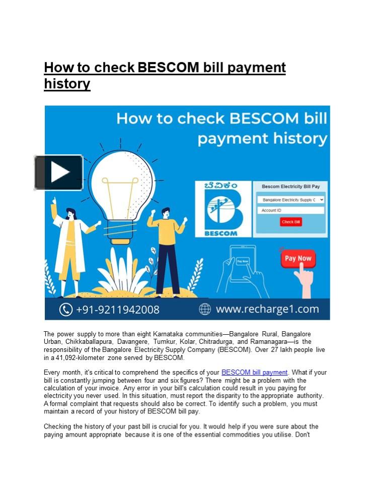 How to check BESCOM bill payment history? presentation | free to download
