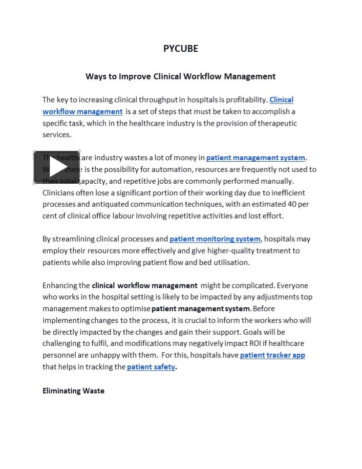 Clinical Workflow Management presentation | free to download