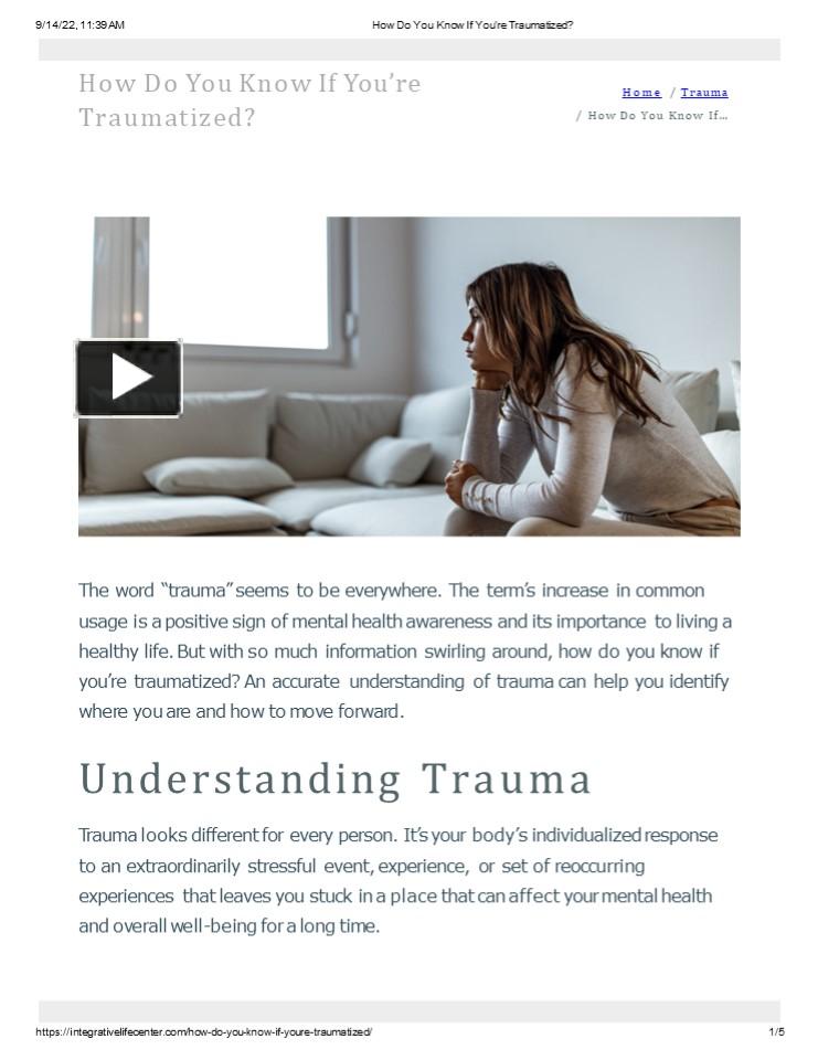 How Do You Know If You’re Traumatized? presentation | free to download