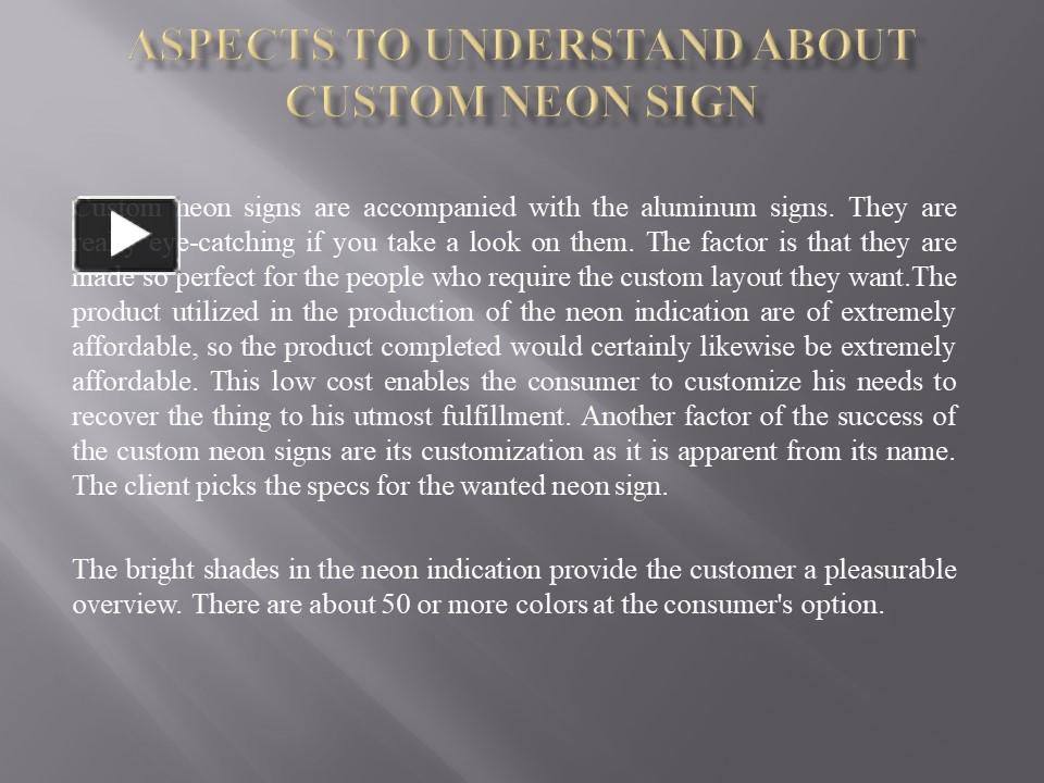 PPT – Aspects to understand about Custom Neon Sign PowerPoint ...