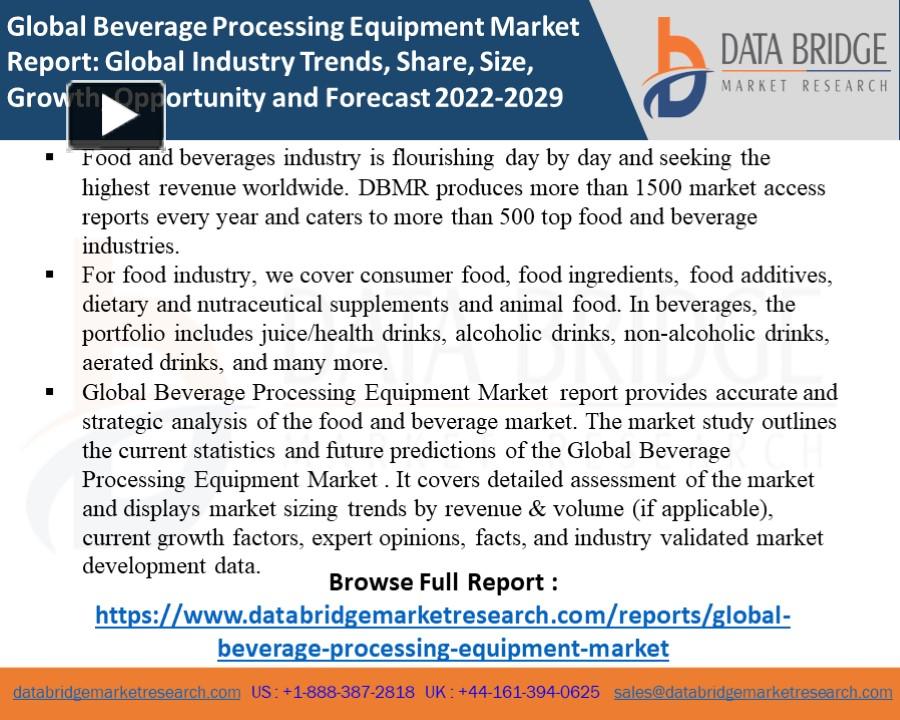 Beverage Processing Equipment Market Segmentation by Application, Key ...