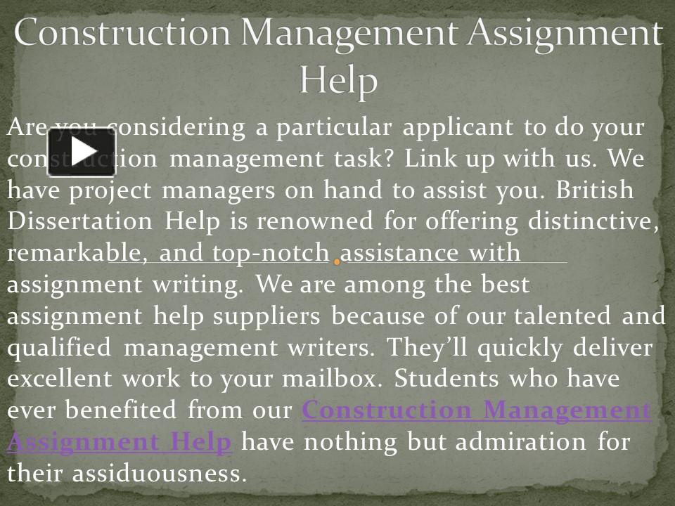 PPT – Construction Management Assignment Help PowerPoint presentation ...