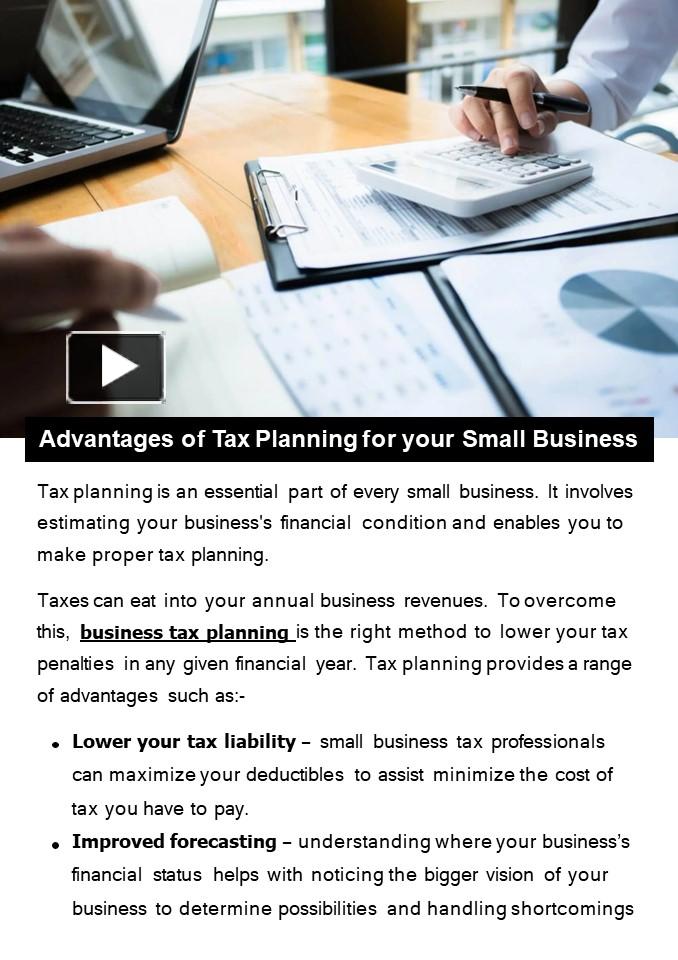 PPT – Advantages of Tax Planning for your Small Business PowerPoint ...