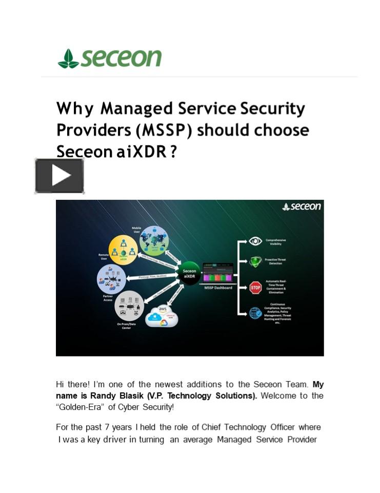 Why Managed Service Security Providers presentation | free to download