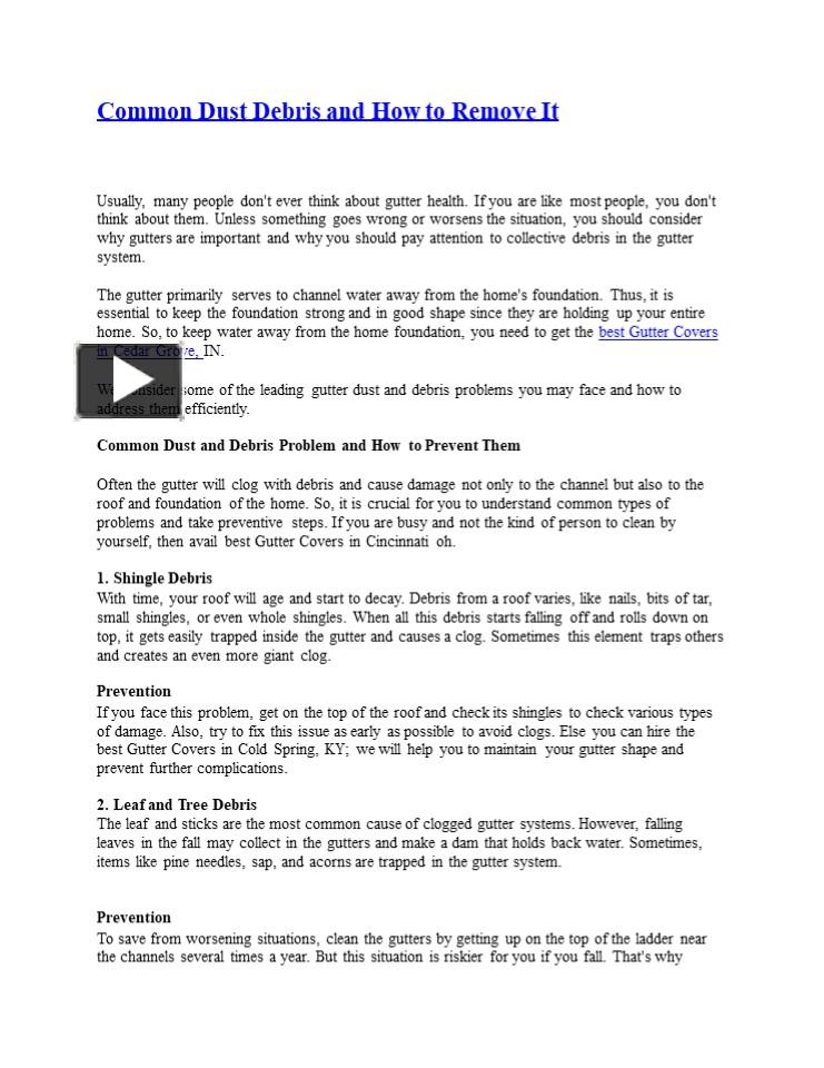 Common Dust Debris and How to Remove It (1) presentation | free to download
