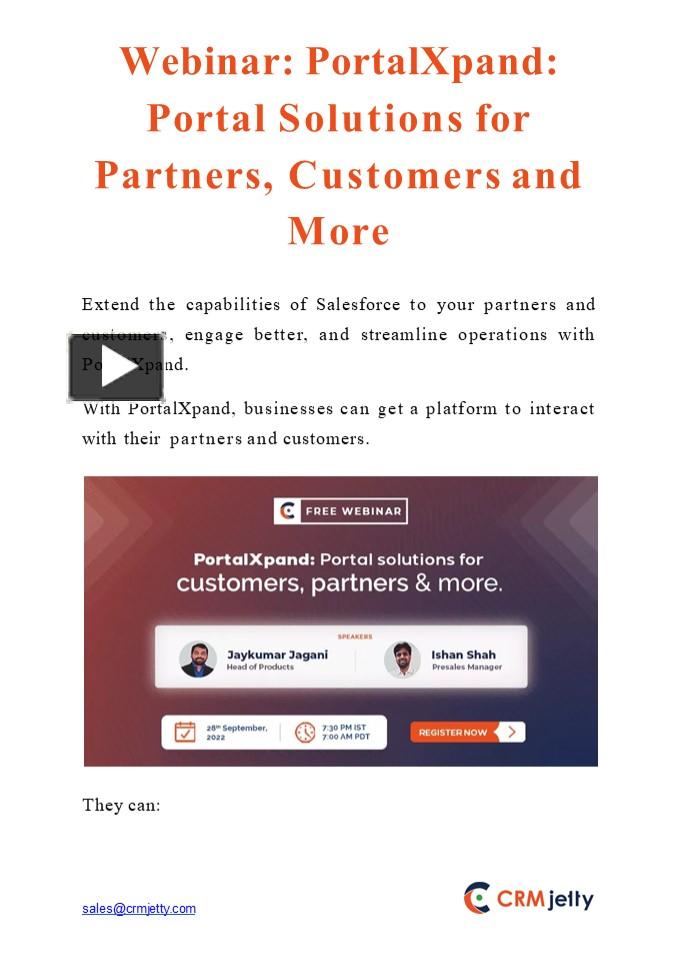PPT – Webinar: CRMJetty Portal: Portal Solutions for Partners ...