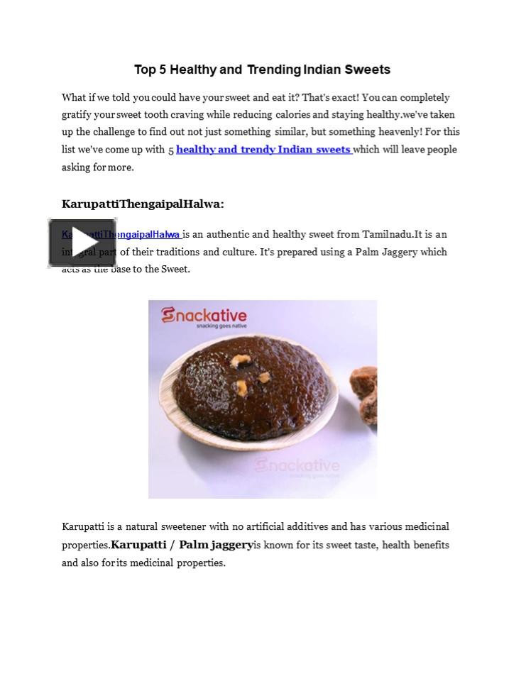 Top 5 Healthy and Trending Indian Sweets presentation | free to download