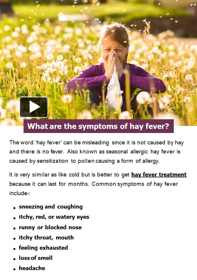 PPT – What are the symptoms of hay fever? PowerPoint presentation ...