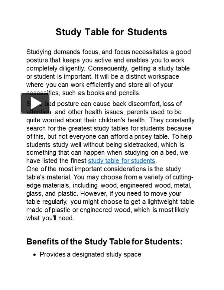 PPT – Study Table for Students PowerPoint presentation | free to ...