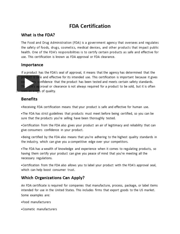 fda registration presentation | free to download