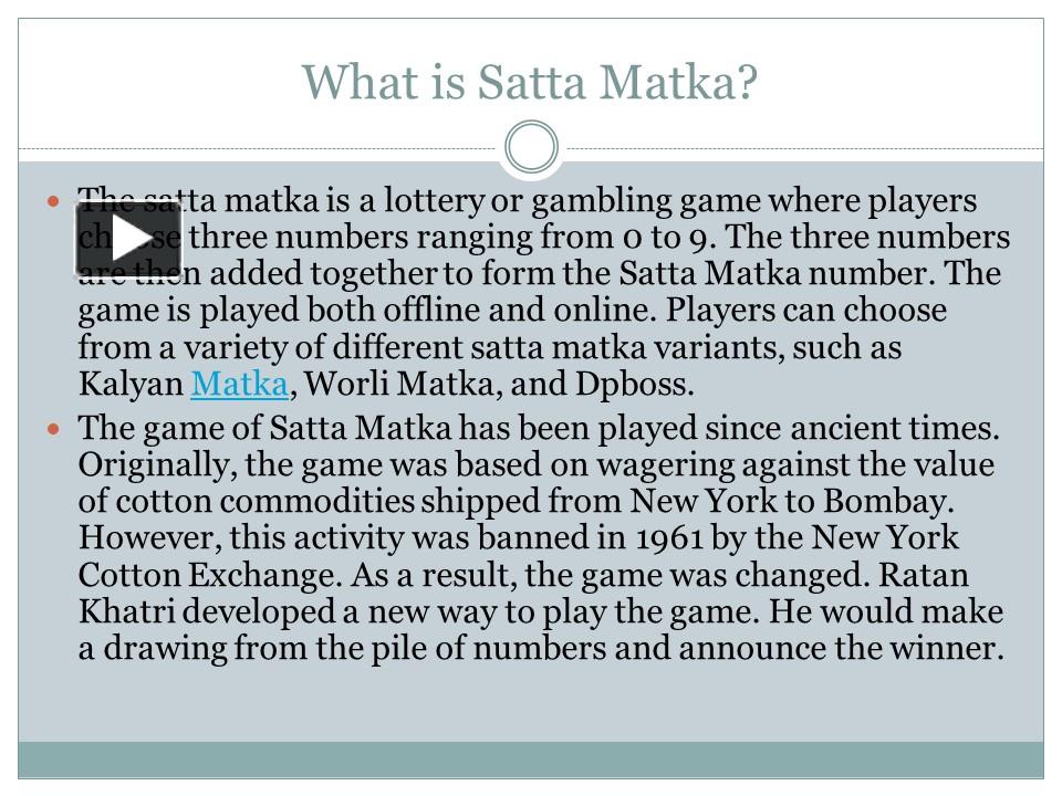 PPT – What is Satta Matka life PowerPoint presentation | free to ...