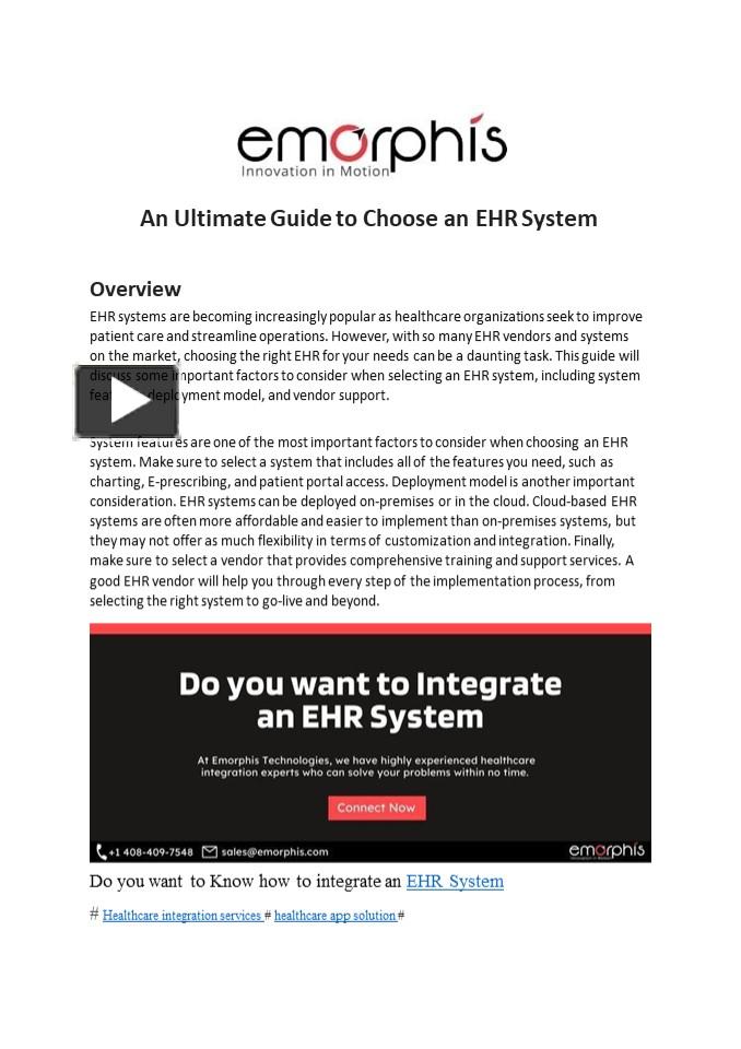 PPT – An Ultimate Guide to Choose an EHR System PowerPoint presentation ...