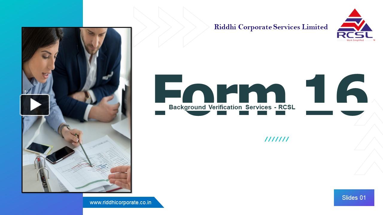 Form 16 Background Verification - RCSL presentation | free to download