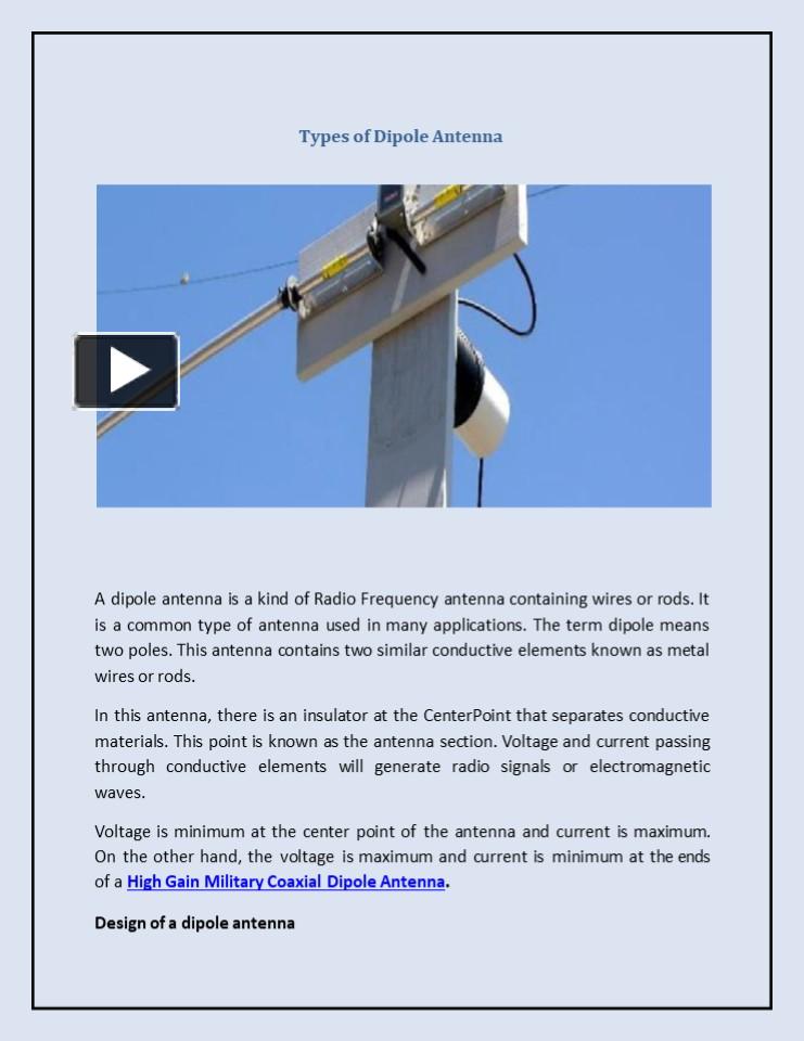 Types of Dipole Antenna presentation | free to download