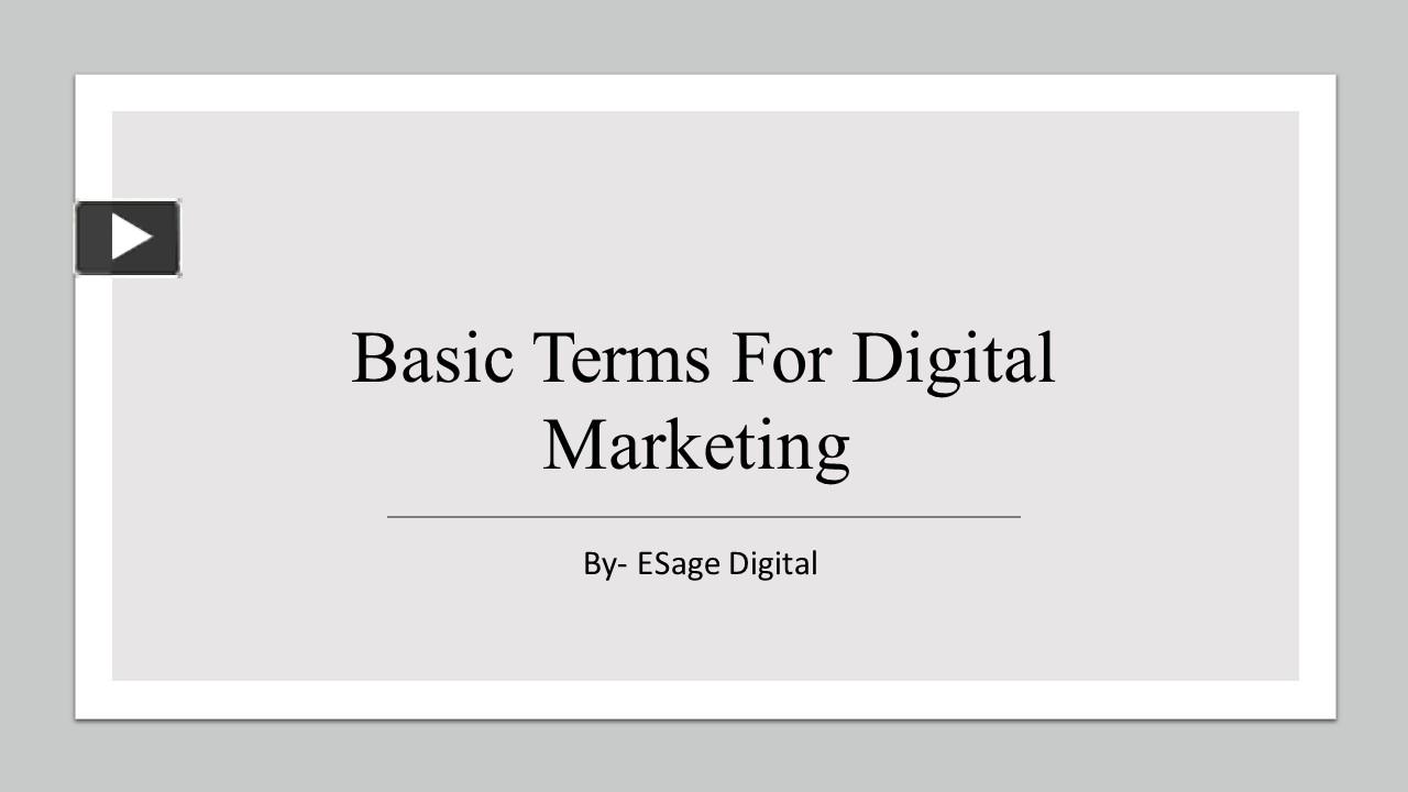 PPT – Basic Terms For Digital Marketing PowerPoint presentation | free ...