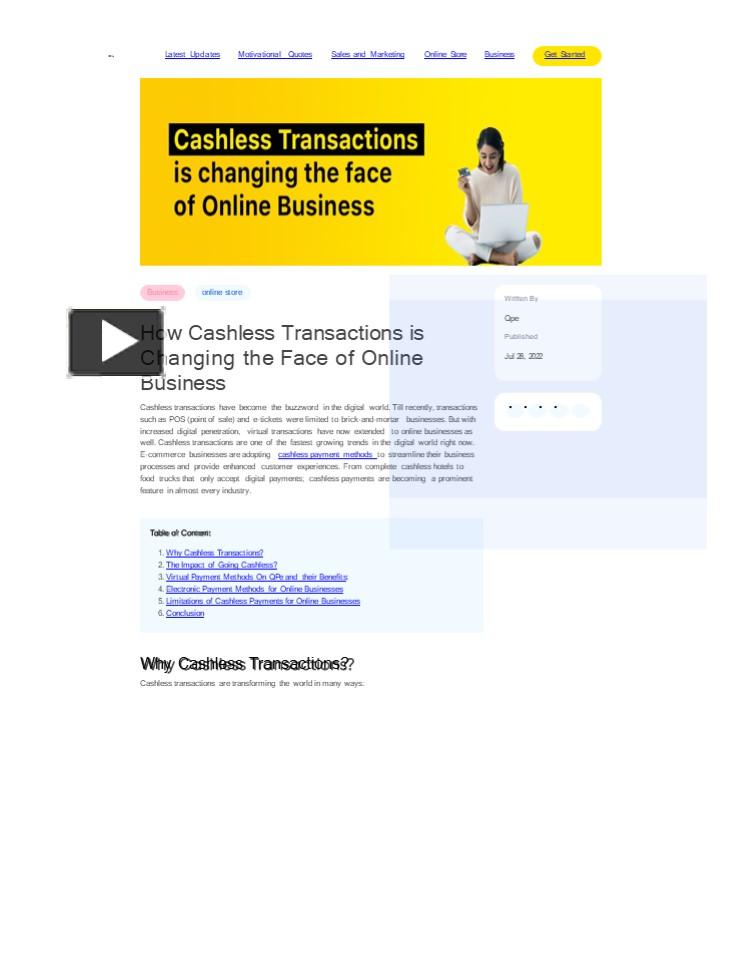PPT – Cashless transactions for business PowerPoint presentation | free ...