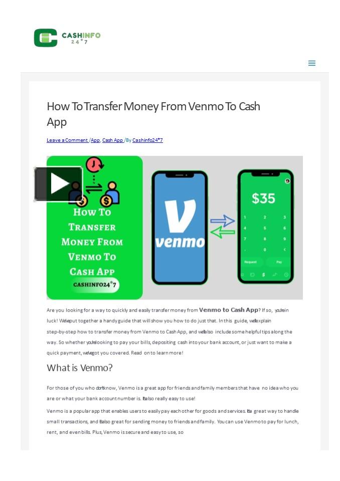 How To Transfer Money From Venmo To Cash App presentation | free to ...