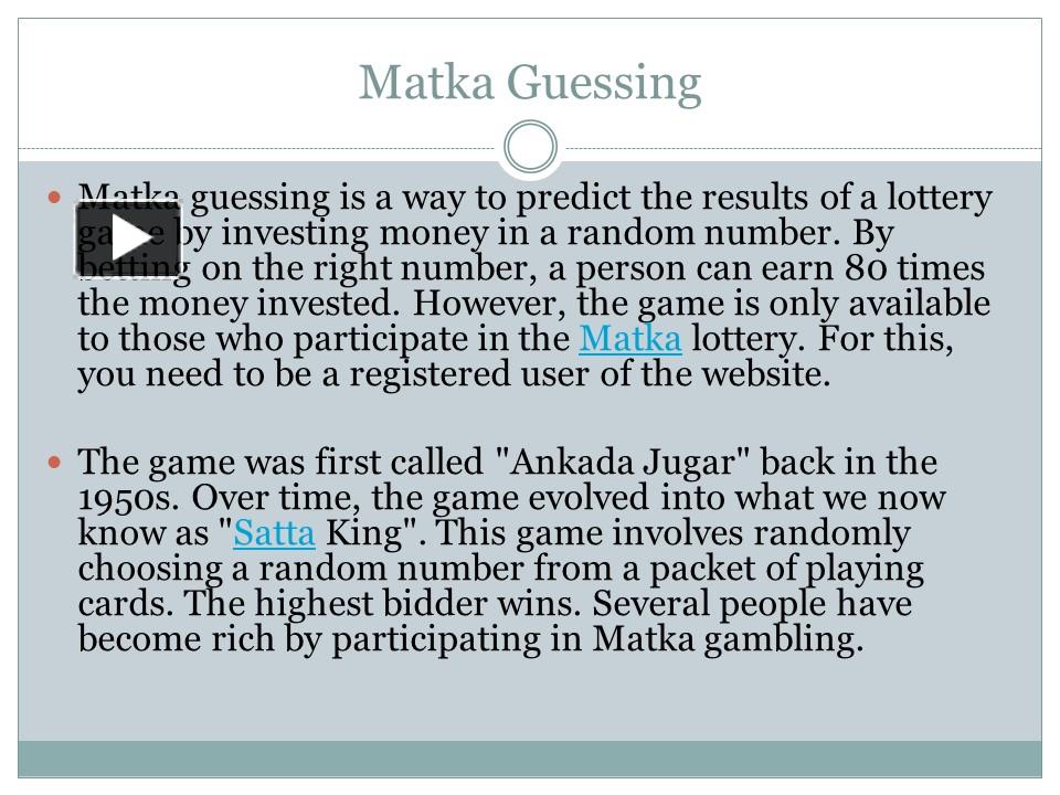 Matka Guessing presentation | free to download