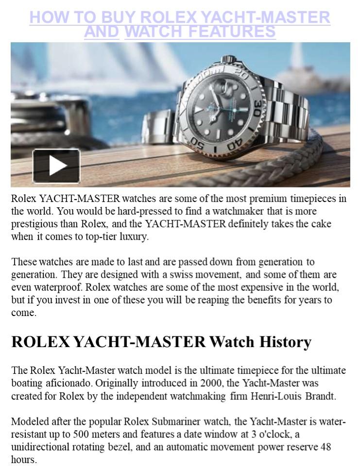 ROLEX YACHT-MASTER WATCH FEATURES presentation | free to download