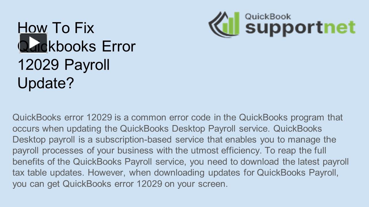 PPT – How To Fix Quickbooks Error 12029 Payroll Update? PowerPoint ...