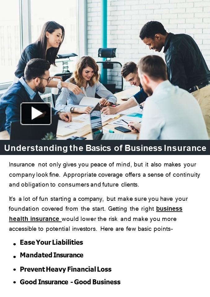 Understanding the Basics of Business Insurance presentation | free to ...