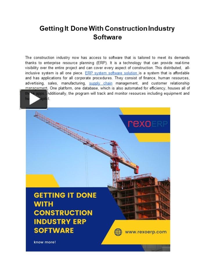 Getting It Done With Construction Industry Software presentation | free ...