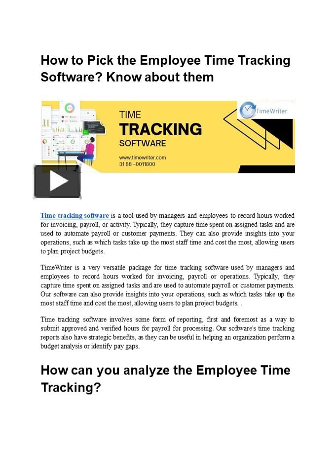 How to Pick the Employee Time Tracking Software? Know about them ...