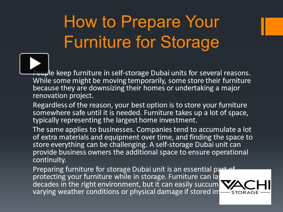 How to Prepare Your Furniture for Storage presentation | free to download