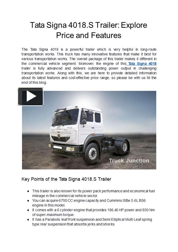 PPT – Tata Signa 4018.S Trailer Explore Price and Features PowerPoint ...