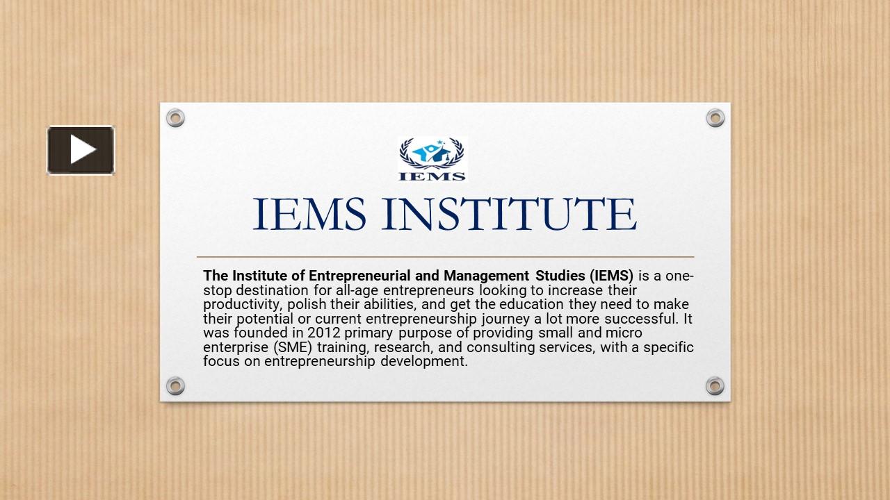 IEMS Launched New Certificate Course presentation | free to download