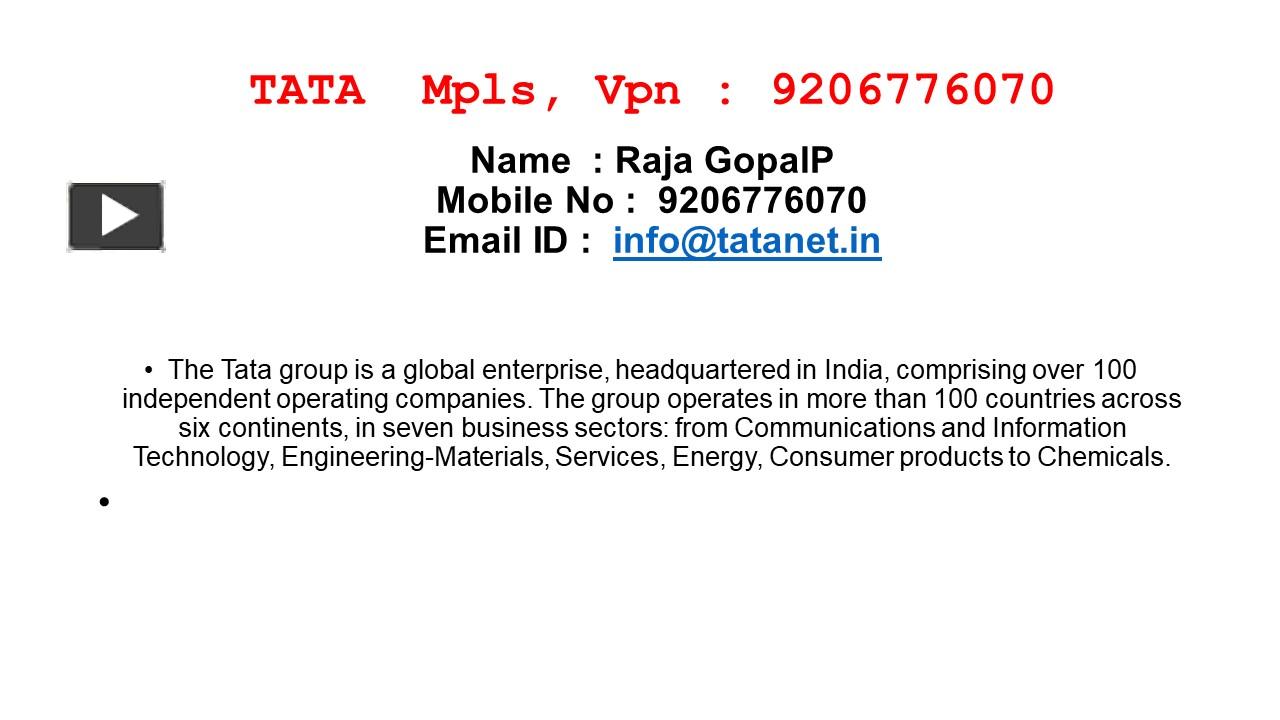 PPT – TATA Mpls Vpn @ 9206776070 _ Bangalore, Chennai, Hyderabad ...